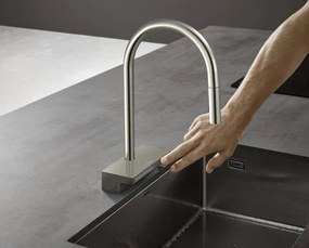 Hansgrohe M81, dřezová baterie Aquno Select s výsuvnou koncovkou a plochým sprchovým proudem, vzhled nerezový 73837800