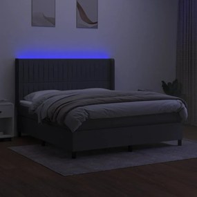 Box spring postel s matrací a LED tmavě šedá 180x200 cm textil 3138494