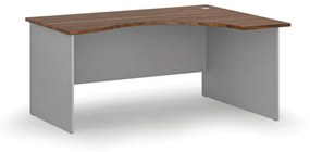 Ergonomický kancelářský pracovní stůl PRIMO GRAY, 1600 x 1200 mm, pravý, šedá/ořech