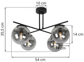 Stropní svítidlo Paris, 4x grafitové skleněné stínítko