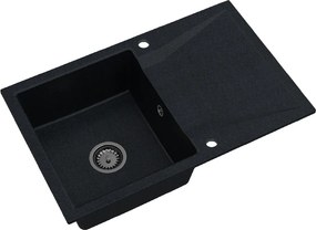 Sink Quality Obsidian, kuchyňský granitový dřez 790x500x210 mm + černý sifon, černá skvrnitá-Brocade, SKQ-OBS.B.1KDO.XB