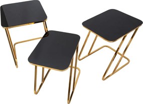 Sada odkládacích stolků Adamaris 44 cm černá / zlatá