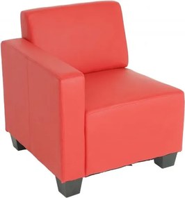Modulární levý boční panel, křeslo s područkou Lyon, imitace kůže ~ červená