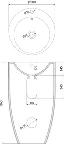 Mexen Alona, ​​volně stojící umyvadlo 49x48x82,5 cm, černá matná, 26094870