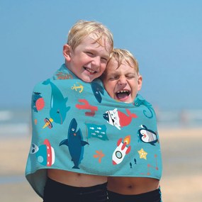 Modrá dětská plážová osuška PLAGE