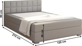 Boxspringová postel 120x200, šedohnědá TAUPE, FERATA TV KOMFORT