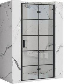 Rea Molier, skládací sprchové dveře 90x190cm do otvoru, 6mm čiré sklo, černý profil, KPL-K1538