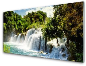 Obraz na skle Vodopád Příroda Les 120x60 cm