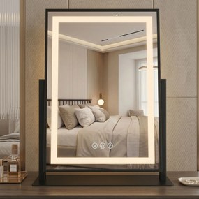 Rea Kosmetické zrcadlo 30x40 cm s regulovatelným LED osvětlením HOM-01805 černé