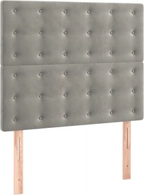 Box spring postel s matrací a LED světle šedá 90x200 cm samet 3136341