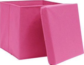 vidaXL Úložné boxy s víky 4 ks modré 32 x 32 x 32 cm textil [288346] Barva: růžová s víky