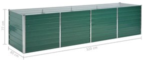 vidaXL Marketos Vyvýšený záhon pozinkovaná ocel 320 x 80 x 77 cm zelený