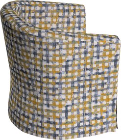 Potah na křeslo IKEA Ektorp Tullsta barva modrá látka pletený vzor, vzorované
