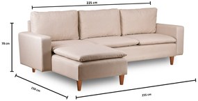 Hanah Home Rohová pohovka LUNGO krémová
