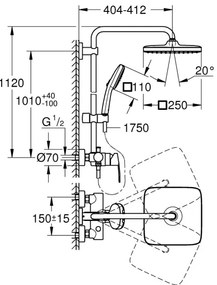 GROHE 26985001 - Sprchový systém VITALIO COMFORT 250 250 × 250 mm lesklý chrom