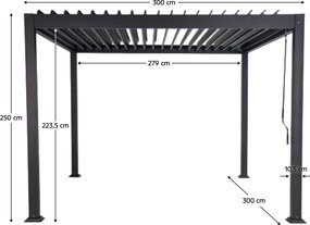 Bioklimatická pergola, antracit, 3x3 m, ZIA