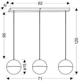 LED Lustr na lanku FURNI 3xLED/5W/230V černá