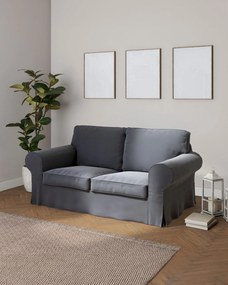 Potah na pohovku IKEA Ektorp 2-místná, rozkládací, STARÝ MODEL barva šedá látka lesklé, sametová