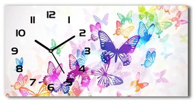 Wallmuralia Skleněné hodiny na stěnu Barevní motýli 60x30 cm