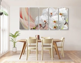 5-dílný obraz bílá orchidej na plátně Varianta: 100x50