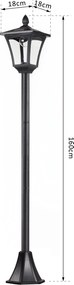 Outsunny Solární zahradní lucerna Lantern Path Light s LED 40 lumenů černá 18 x 18 x 160cm | Aosom