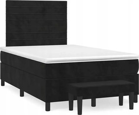 Box Spring Postel S Matrací Černá Samet Černá vodorovné pruhy 120 x 190 c
