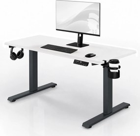 Elektrický stůl s nastavením výšky ergonomický antracitově-bílý, 1400x700 mm: ARIA