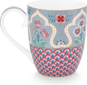 Pip Studio Flower Festival hrnek XL 440ml, červeno-modrý (hrnek z tenkostěnného porcelánu)
