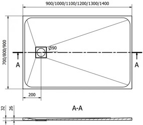 Mexen Bert, SMC obdélníková sprchová vanička 100 x 80 cm, šedá, 4K618010