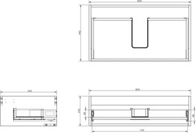 Mexen Rivel, koupelnová skříňka 80 cm s umyvadlem Otis, 1 zásuvka, drážkovaná, grafitová matná/bílá matná, 91A20-08023-1-BF66-W18M01