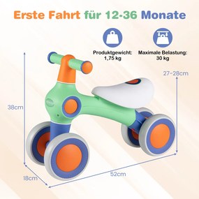 Costway Dětské balanční kolo s nastavitelným měkkým sedadlem a 4