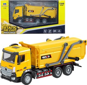 Popelářské auto kovové pohyblivé Huina žluté 1:50