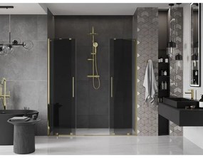 Mexen Velar Duo, posuvné sprchové dveře do otvoru 170 cm, 8mm šedé sklo, zlatá lesklá, 871-170-000-42-50
