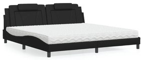 Postel Viana s matrací černá 200 x 200 cm umělá kůže 3208817