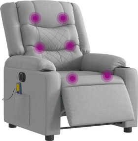 Elektrické masážní polohovací křeslo světle šedé textil 3206570