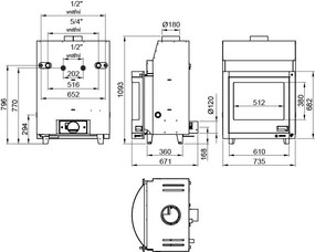 Krbová vložka AQUAFLAM ® PANORAMA 25 s výměníkem a automatickou regulací hoření