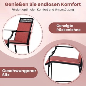 Costway Sada 2 zahradních židlí s rychleschnoucí látkou Vysoká – červený