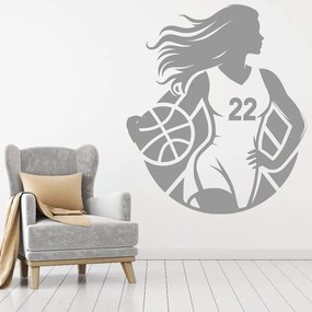 Živá Zeď Samolepka na zeď Basketbalistka s vlastním číslem Barva: černá