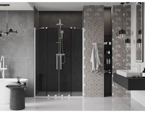 Mexen Velar Duo, posuvné sprchové dveře do otvoru 140 cm, 8mm šedé sklo, bílá matná, 871-140-000-42-20