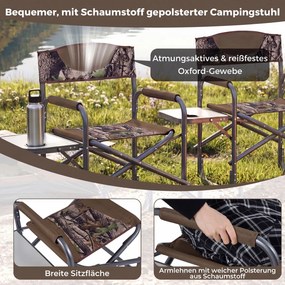 Costway Ředitelská židle Skládací kempingová židle s odkládacím stolkem