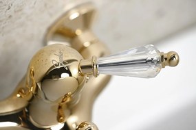Sapho Sapho, KIRKÉ CRYSTAL nástěnná vanová baterie, křišťálová páčka, zlato, KI10KZ