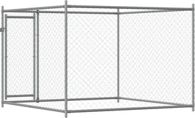 Klec pro psy s dvířky šedá 2 x 2 x 1,5 m pozinkovaná ocel 172562