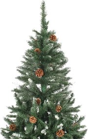 vidaXL Umělý vánoční stromek s LED osvětlením a šiškami 150 cm [3077746] Barva: Zelená a bílá
