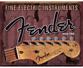 Plechová cedule Fender - Headstock 40 cm x 32 cm