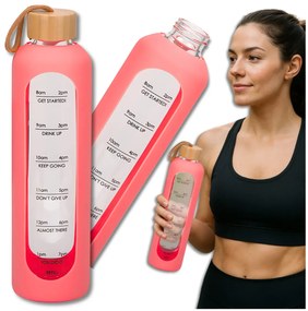 Camerazar Skleněná láhev 1000ml TRESSARI sportovní láhev na vodu pro běhání a fitness