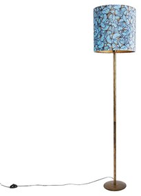 Botanická stojací lampa zlatá s motivem motýla 40 cm - Simplo
