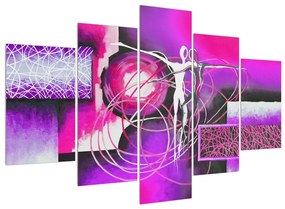 Abstraktní obraz fialových tanečníků (150x105 cm)