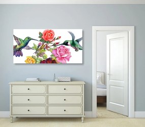 Obraz kolibříci s květinami