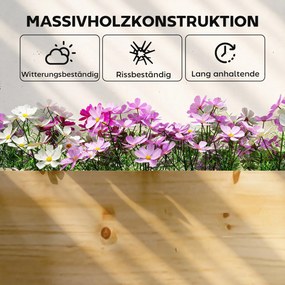 Dřevěný vyvýšený záhon, záhon s dělicí stěnou s otevřeným dnem, zahradní záhon se studeným rámem 235 x 66 x 26 cm přírodní dřevo