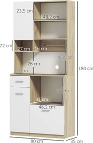 HOMCOM Kuchyňská Skříň Buffet Skladovací Skříň Moderní Styl s Nastavitelnými Policemi, Zásuvkou, Pracovní Deskou, Správou Kabelů, pro Jídelnu, Obývac…